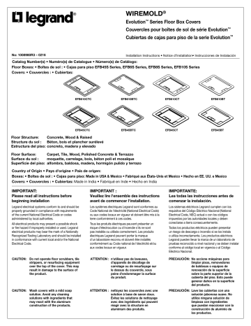 Legrand Evolution Series Floor Box Activation Covers Installation ...
