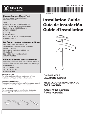 Moen one-handle lavatory faucet Installation Guide | Manualzz