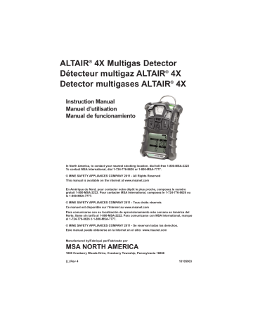 MSA ALTAIR 4X Operation Manual | Manualzz