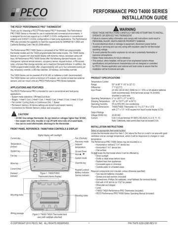 Peco Performance pro T4000 series Installation manual | Manualzz