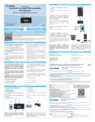 Steren FM Transmitter FMT-865 User Manual | Manualzz
