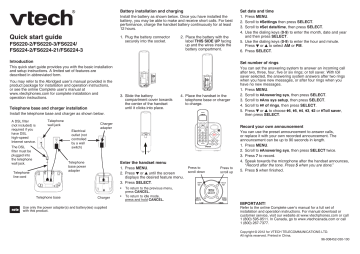 VTech FS6220-2 Quick Start Guide | Manualzz