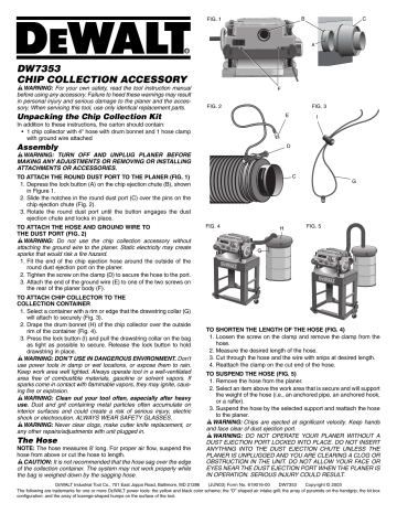 DeWALT DW7353 Chip collector Instruction Manual | Manualzz