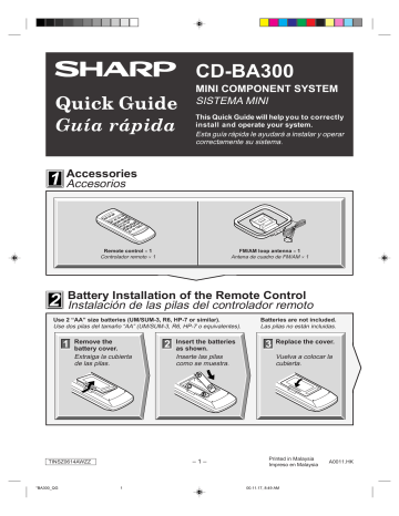 SHARP CD-BA300 Mini Component System Quick Guide | Manualzz