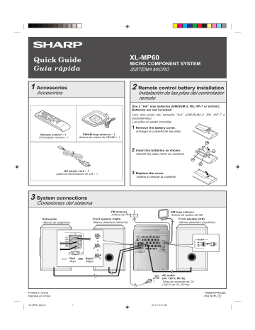 Sharp XL-MP60 Micro Component System Quick Guide | Manualzz