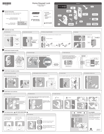 Schlage Keypad Lever Installation Instructions | Manualzz
