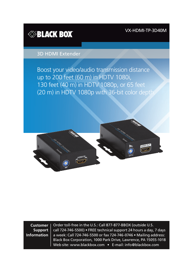 Black Box VX-HDMI-TP-3D40M User manual | Manualzz