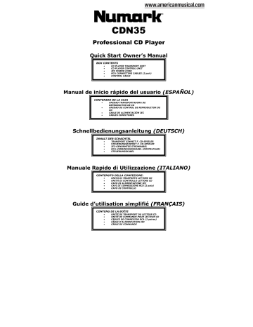 Numark CDN 35 Quick Start Owner's Manual | Manualzz