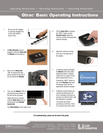 Qtrac electronic queuing system Operating Instructions | Manualzz