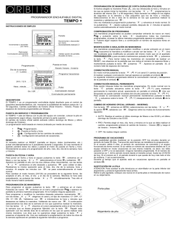 Orbis TEMPO plus Owner Manual | Manualzz