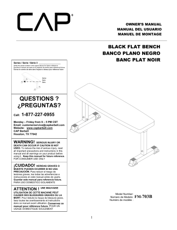 CAP Barbell flat bench FM-703B Owner's manual | Manualzz