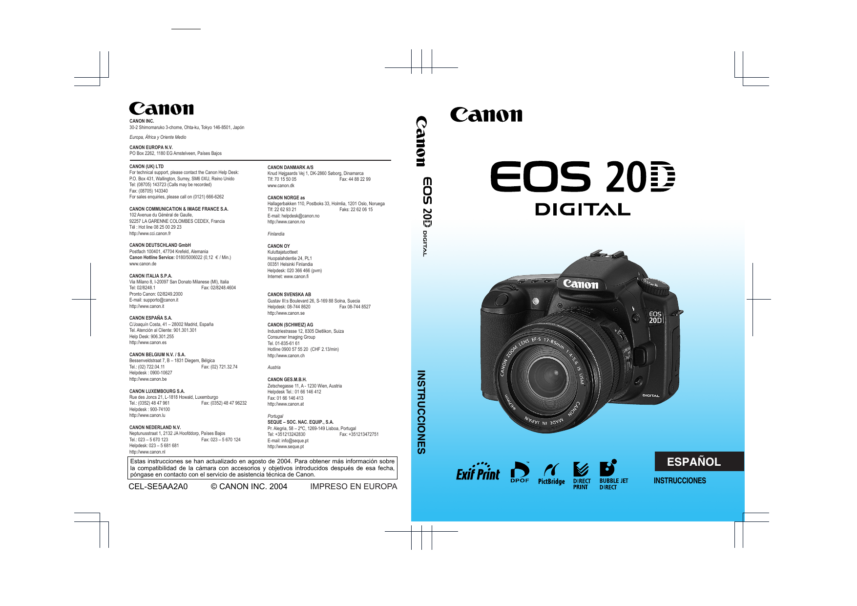 Canon EOS 20D Manual de usuario | Manualzz