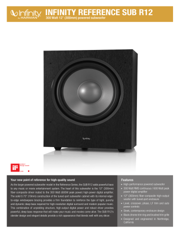 Infinity Reference SUB R12 Spec sheet | Manualzz