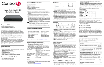 Control 4 C4-HC200-E-B Installation manual | Manualzz