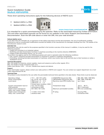 INSYS MoRoS HSPA/GPRS Quick Installation Guide | Manualzz