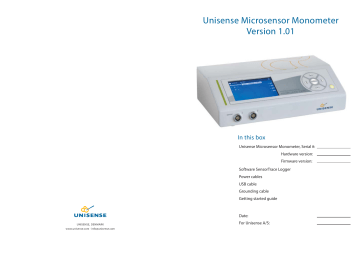 Unisense Microsensor Monometer User Manual | Manualzz
