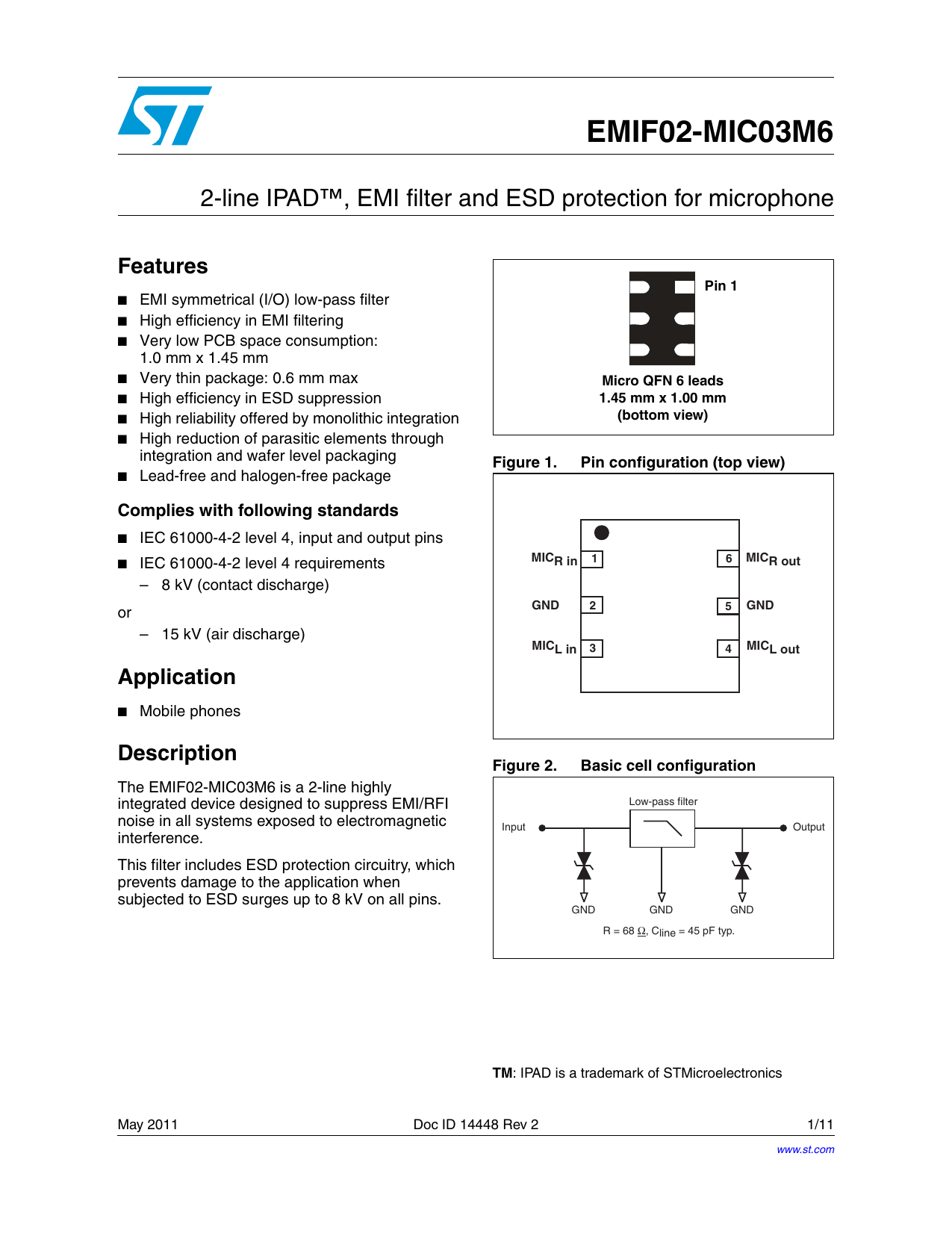 STMicroelectronics EMIF02-MIC03M6 Datasheet | Manualzz