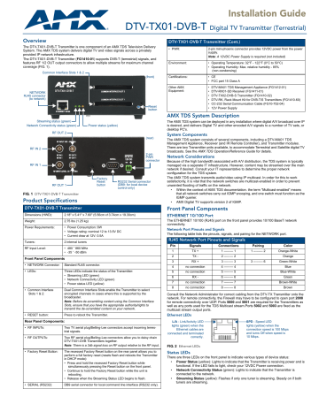 AMX DTV-TX01-DVB-T Installation manual | Manualzz