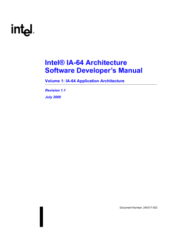 Intel IA-64 Architecture Software Developer’s Manual | Manualzz