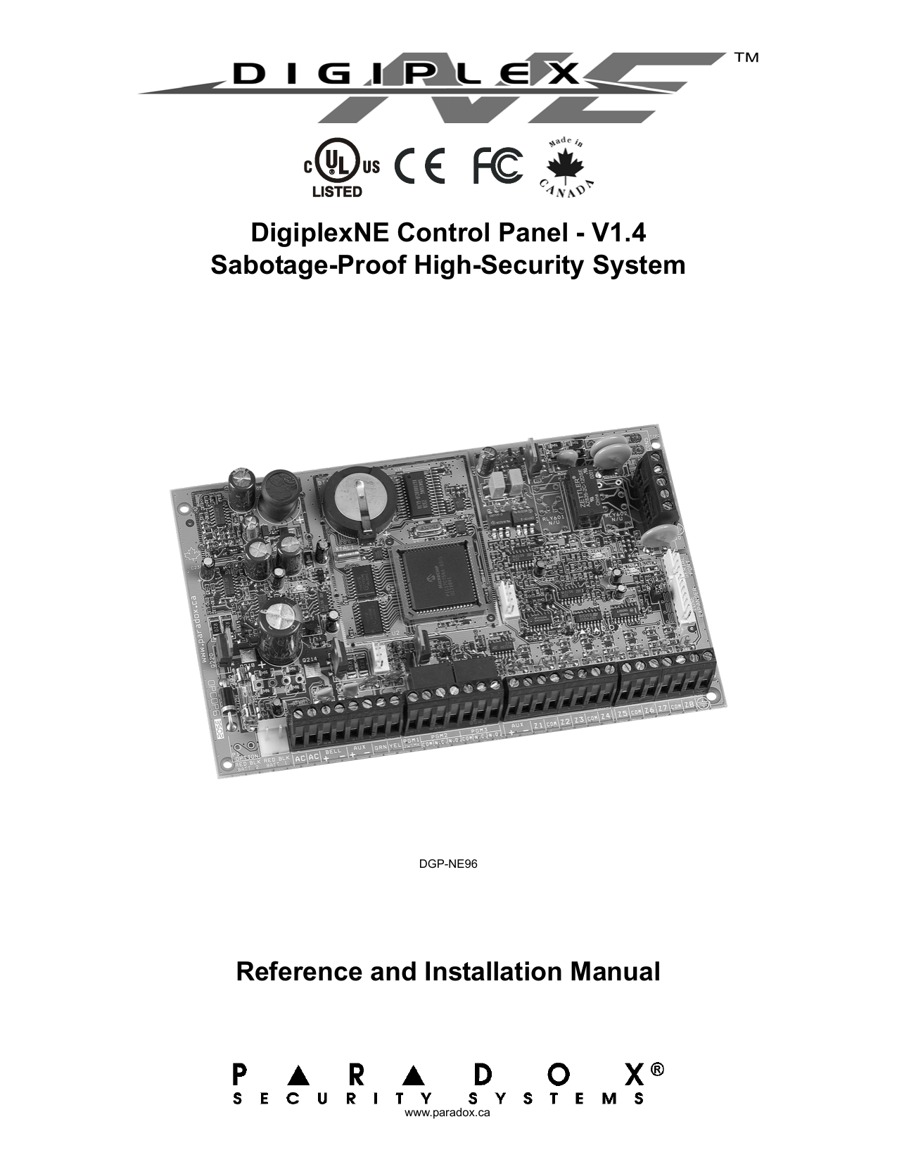 Digiplex DGP-NE96 Reference And Installation Manual | Manualzz