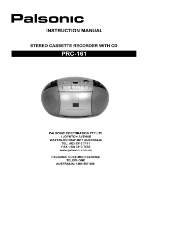 Palsonic PRC161 Stereo System Owner Manual | Manualzz