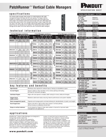 Panduit PED6B1 Dual-Hinged Door Specification Sheets | Manualzz