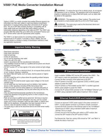 Vigitron Vi5001 PoE Media Converter Installation Manual | Manualzz