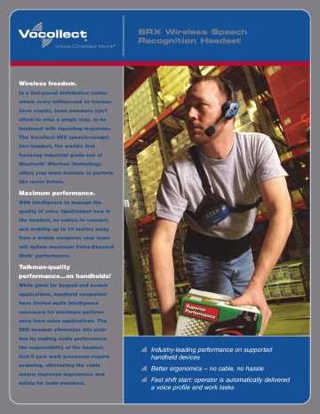Vocollect SRX Wireless Speech Recognition Headset Datasheet | Manualzz