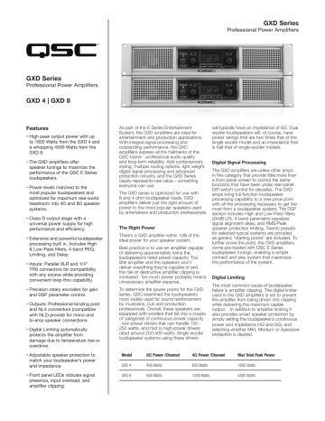 QSC GXD8 Spec Sheet | Manualzz