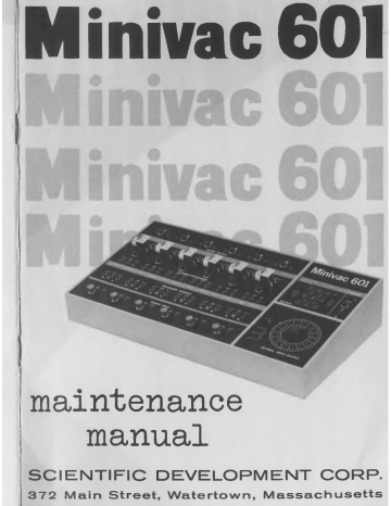 Minivac 601 Maintenance Manual | Manualzz