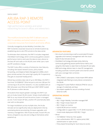 Aruba RAP-3 Product Sheet | Manualzz