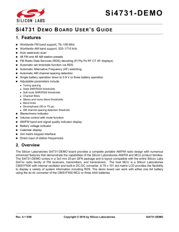 Silicon Labs Si4731 Demo Board User's Guide | Manualzz