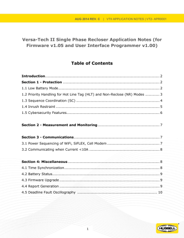 Versa-Tech II Single Phase Recloser VTII Application Notes | Manualzz