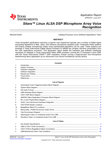 Texas Instruments Sitara Linux ALSA DSP Microphone Array Voice Recognition Application Note ...
