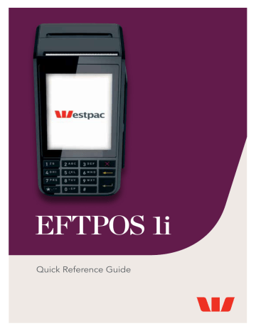 Westpac EFTPOS 1i Quick Reference Manual | Manualzz