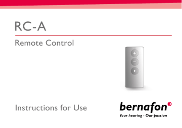 Bernafon RC-A Instructions for use | Manualzz