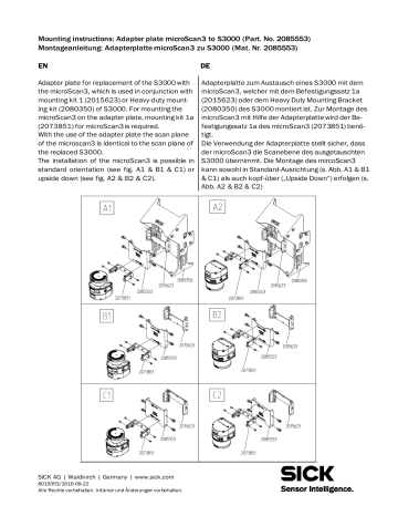 SICK Adapter plate microScan3 to S3000 Mounting instructions | Manualzz