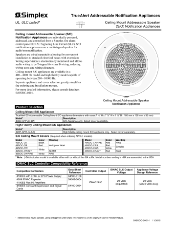 Simplex TrueAlert 49SOC-CK Instructions | Manualzz