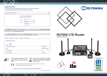 Teltonika RUT955 LTE Dual SIM Router Guide | Manualzz