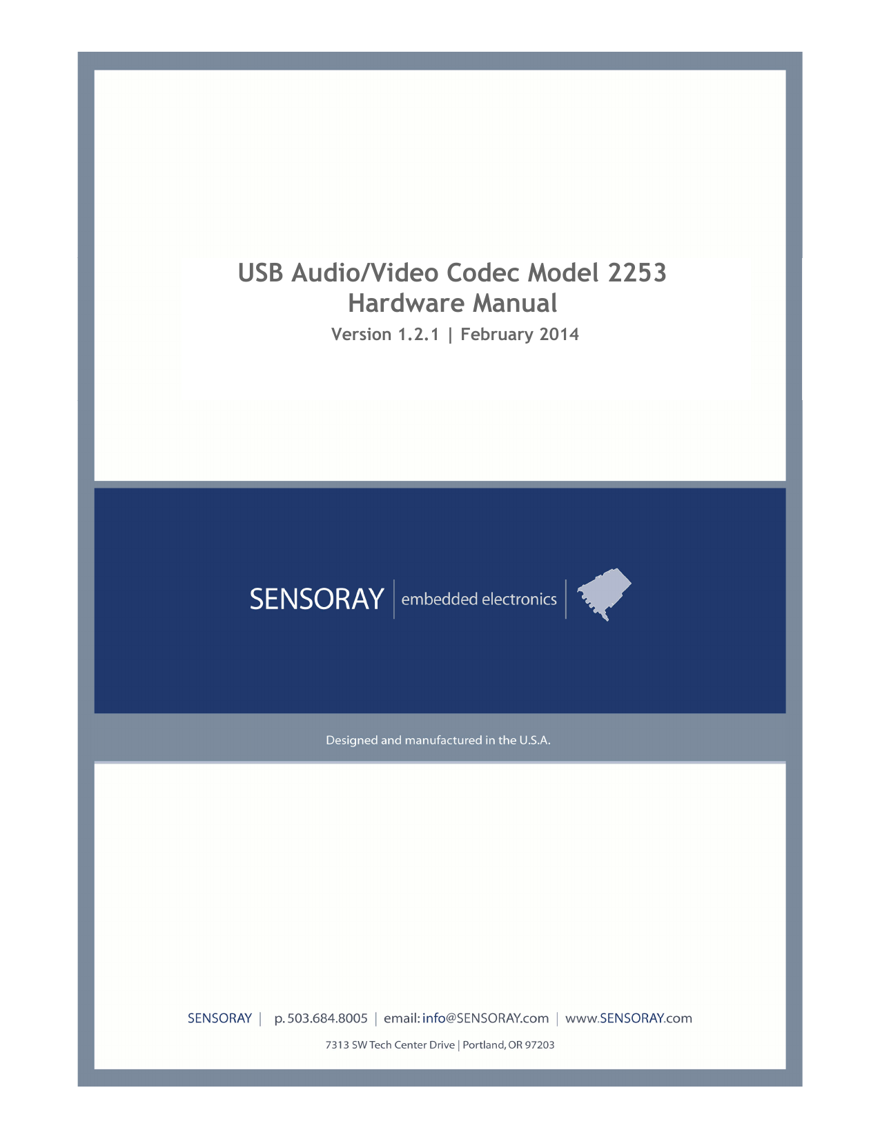 Sensoray 2253P A/V MPEG-4,MJPEG,H.264 codec Hardware Manual | Manualzz