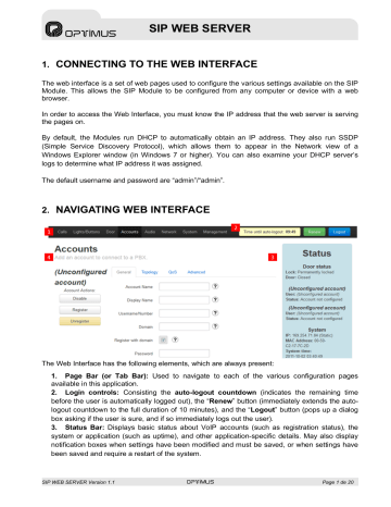 Optimus SIP Module User Manual | Manualzz