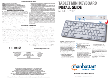 Manhattan Tablet Mini Keyboard 177887 Install Guide | Manualzz