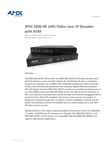 AMX NMX-DEC-N2251 Decoder svsi n2000 4k series Data Sheet | Manualzz