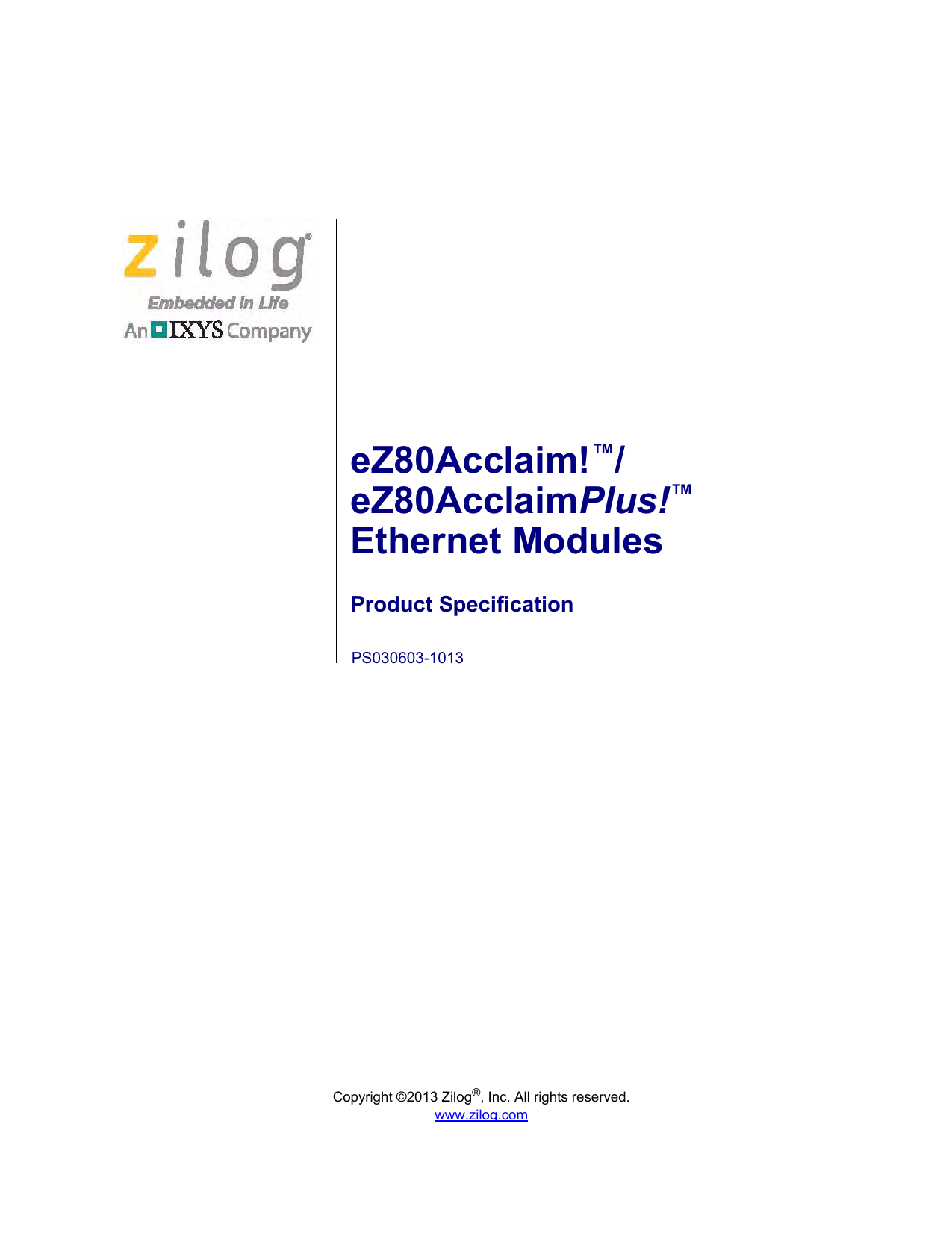 Zilog EZ80F915 Microcontroller Data Sheet | Manualzz
