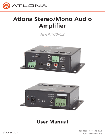 Atlona Stereo/Mono Audio Amplifier AT-PA100-G2 User Manual | Manualzz