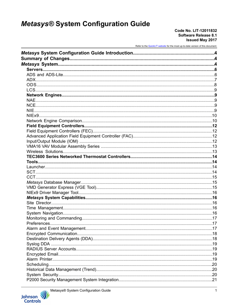 Metasys System Configuration Guide | Manualzz