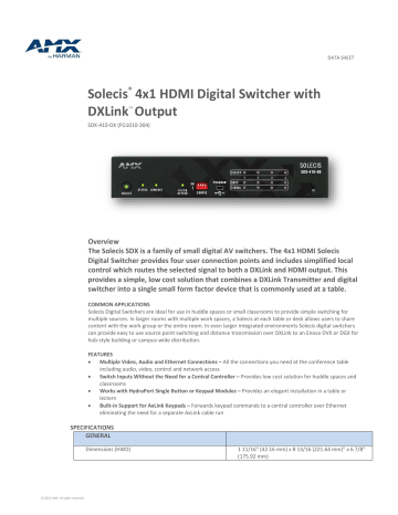 AMX SDX-410-DX solecis digital switchers Data Sheet | Manualzz