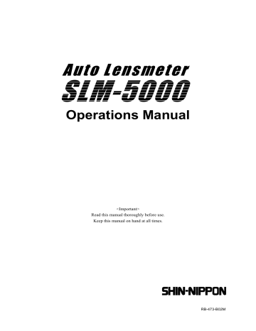 Shin-Nippon SLM-5000 Lensmeter Operations Manual | Manualzz