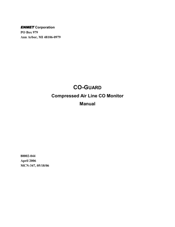 CO-GUARD Compressed Air Line CO Monitor Manual | Manualzz