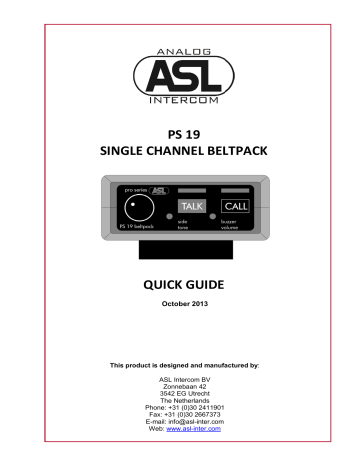 ASL PS 19 Quick Guide | Manualzz